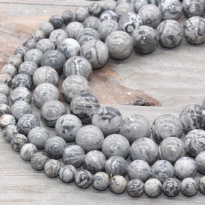 Grey Map Jasper, Map Jasper Beads, Grey Round Gemstons,6mm, 8mm,10mm ...