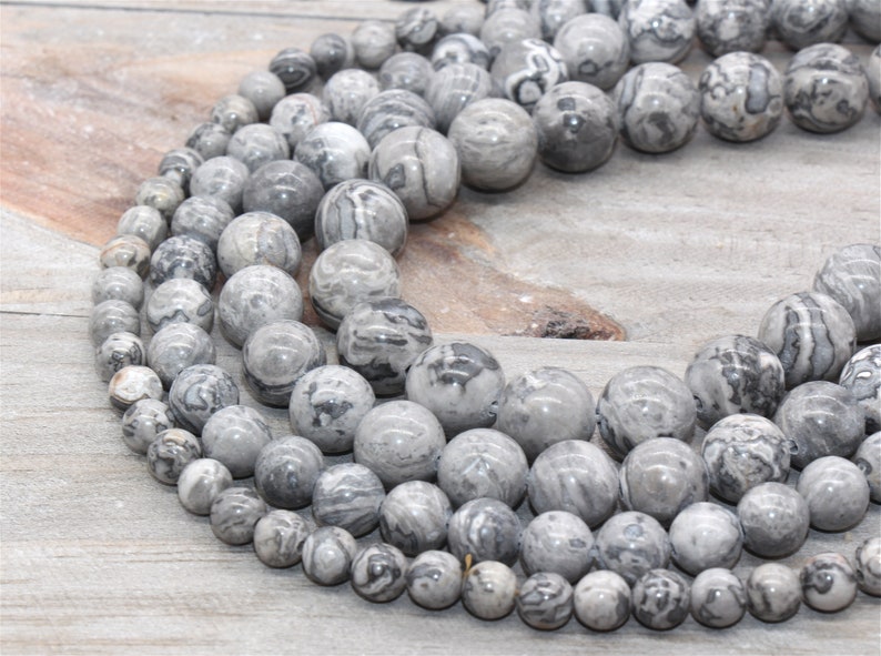 Grey Map Jasper Map Jasper Beads Grey Round Gemstons6mm - Etsy