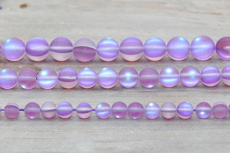 Matte Purple Moonstone Beads Frosted Holographic Round Beads - Etsy