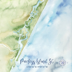 Pawleys Island SC Watercolor Map - Etsy