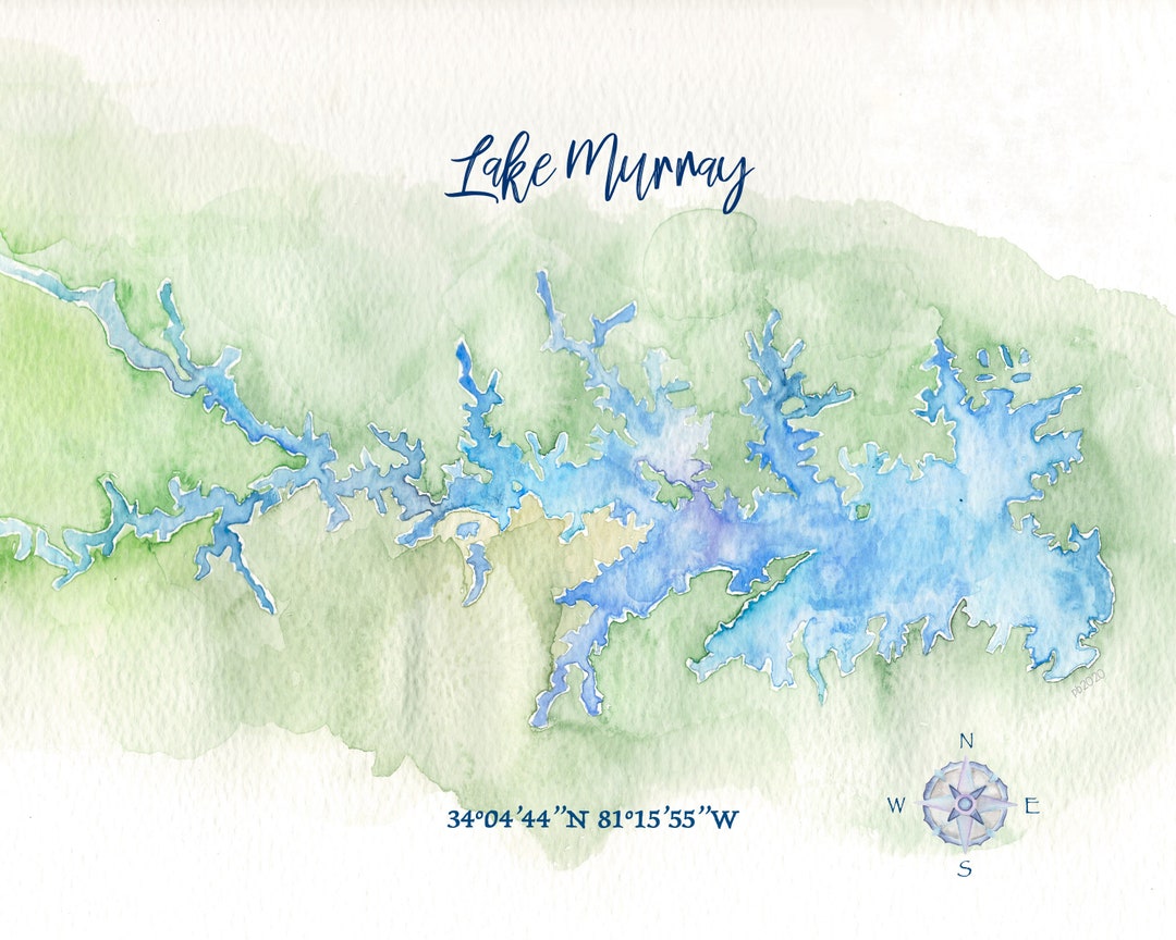 Lake Murray Watercolor Map 8x10 - Etsy