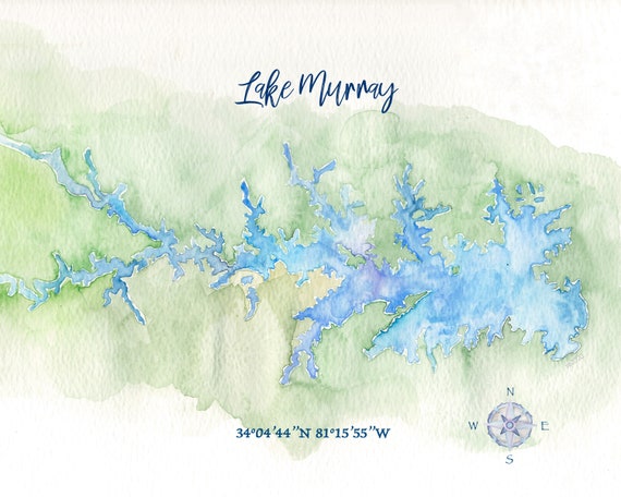 Lake Murray Watercolor Map - Etsy