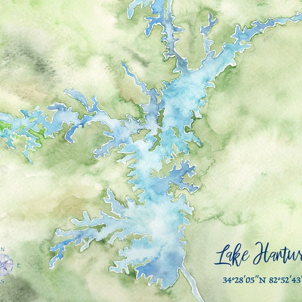 Lake Hartwell Fishing Map - Etsy