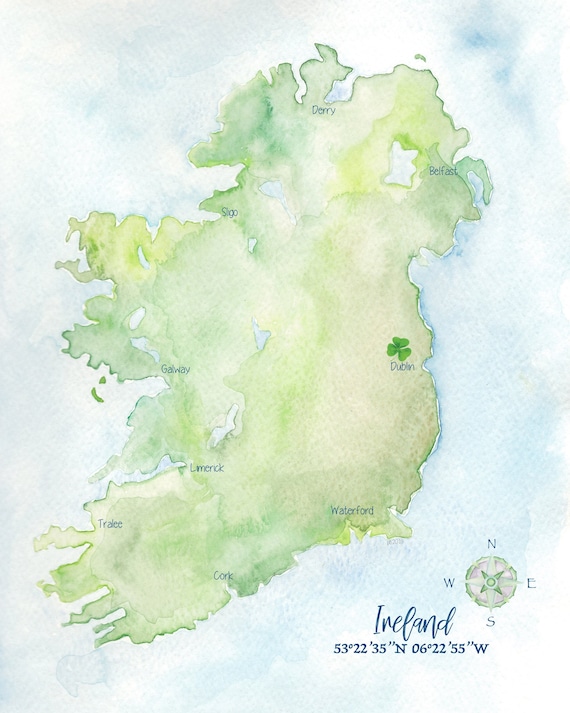 Ireland Watercolor Map | Etsy
