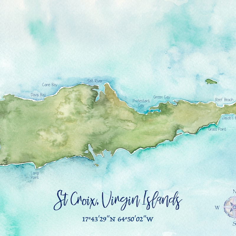 St Croix Map - Etsy