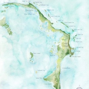 Abacos Bahamas Watercolor Map - Etsy