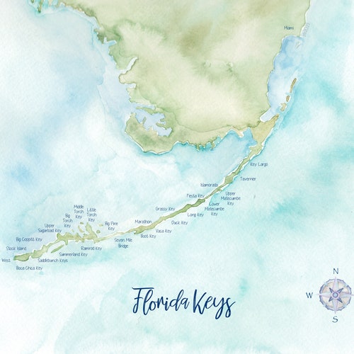 Florida Keys Map - Etsy