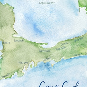 Cape Cod Watercolor Map - Etsy