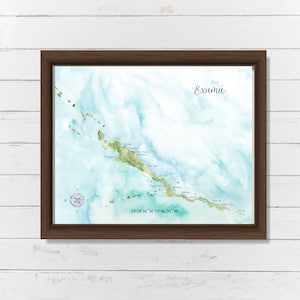 Exuma Bahamas Watercolor Map - Etsy