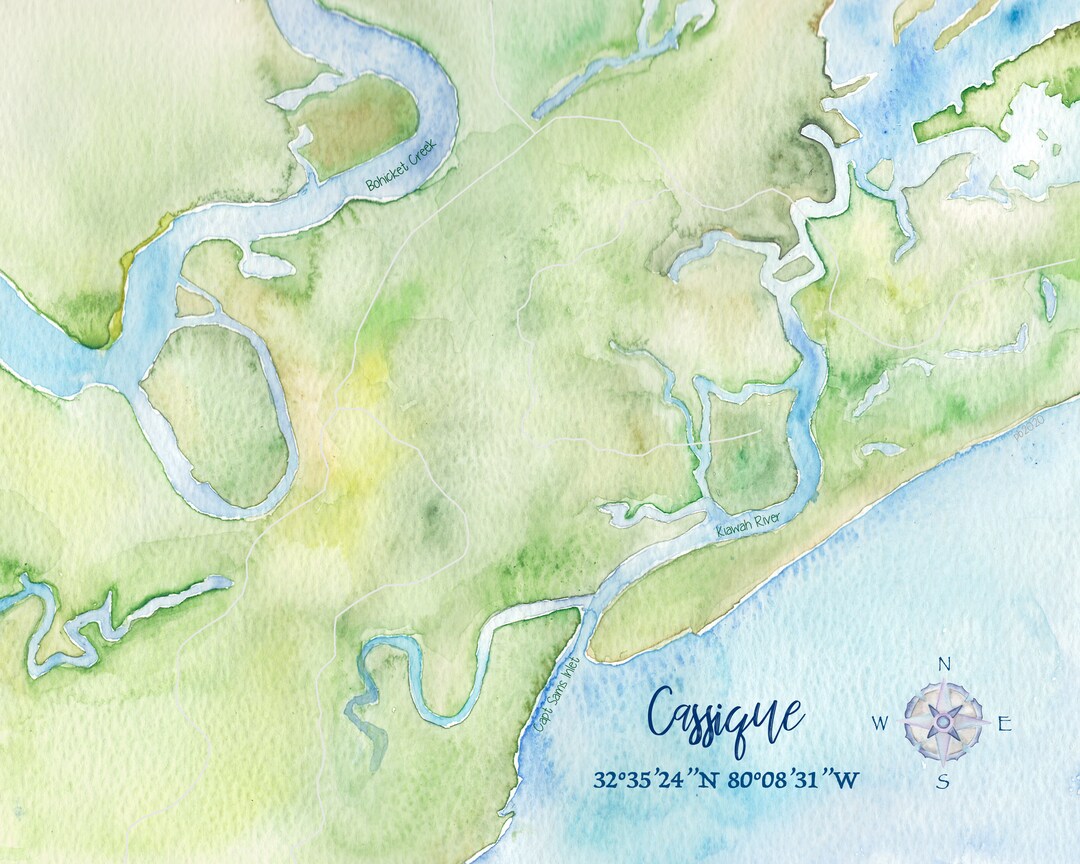Cassique Watercolor Map 8x10 - Etsy