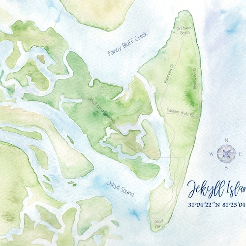 Jones Beach Map Watercolor Illustrated Map Long Island Beach - Etsy