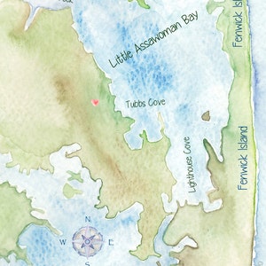 Fenwick Island DE Watercolor Map - Etsy