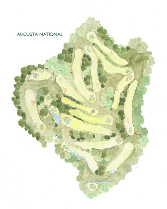 Augusta National Golf Course Watercolor Print | Etsy