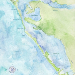 Longboat Key FL Watercolor Map - Etsy