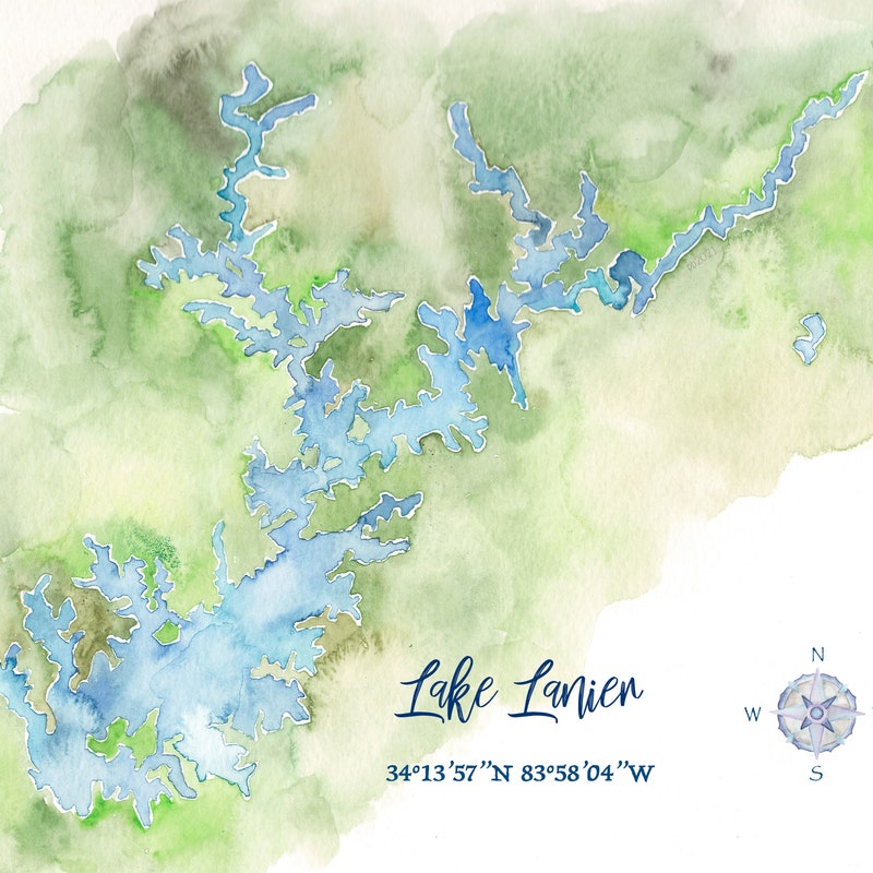 Lake Map Green Water - Etsy