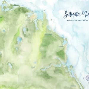 Scituate MA Watercolor Map 8x10 - Etsy
