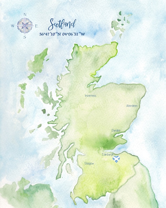 Scotland Watercolor Map - Etsy
