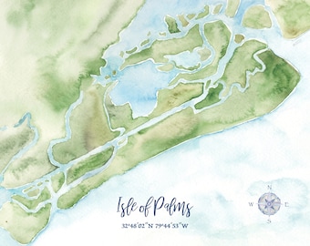 Isle of Palms Map - Etsy