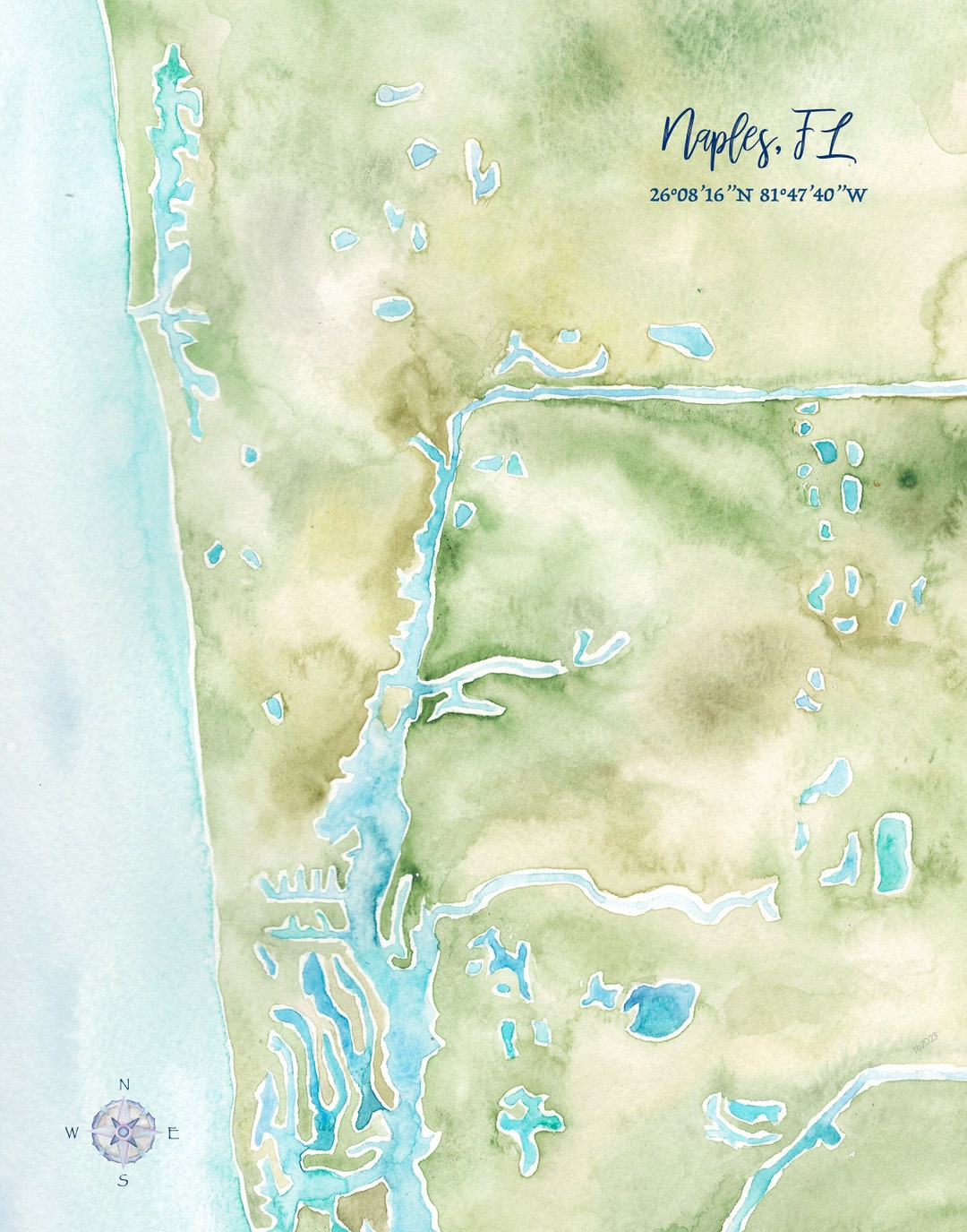 Naples Florida Watercolor Map - Etsy