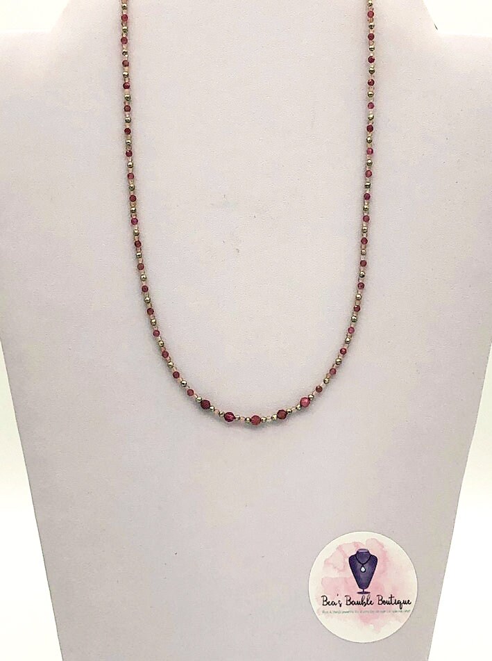 Natural Tourmaline and Strawberry Quartz and Pyrite Necklace ...