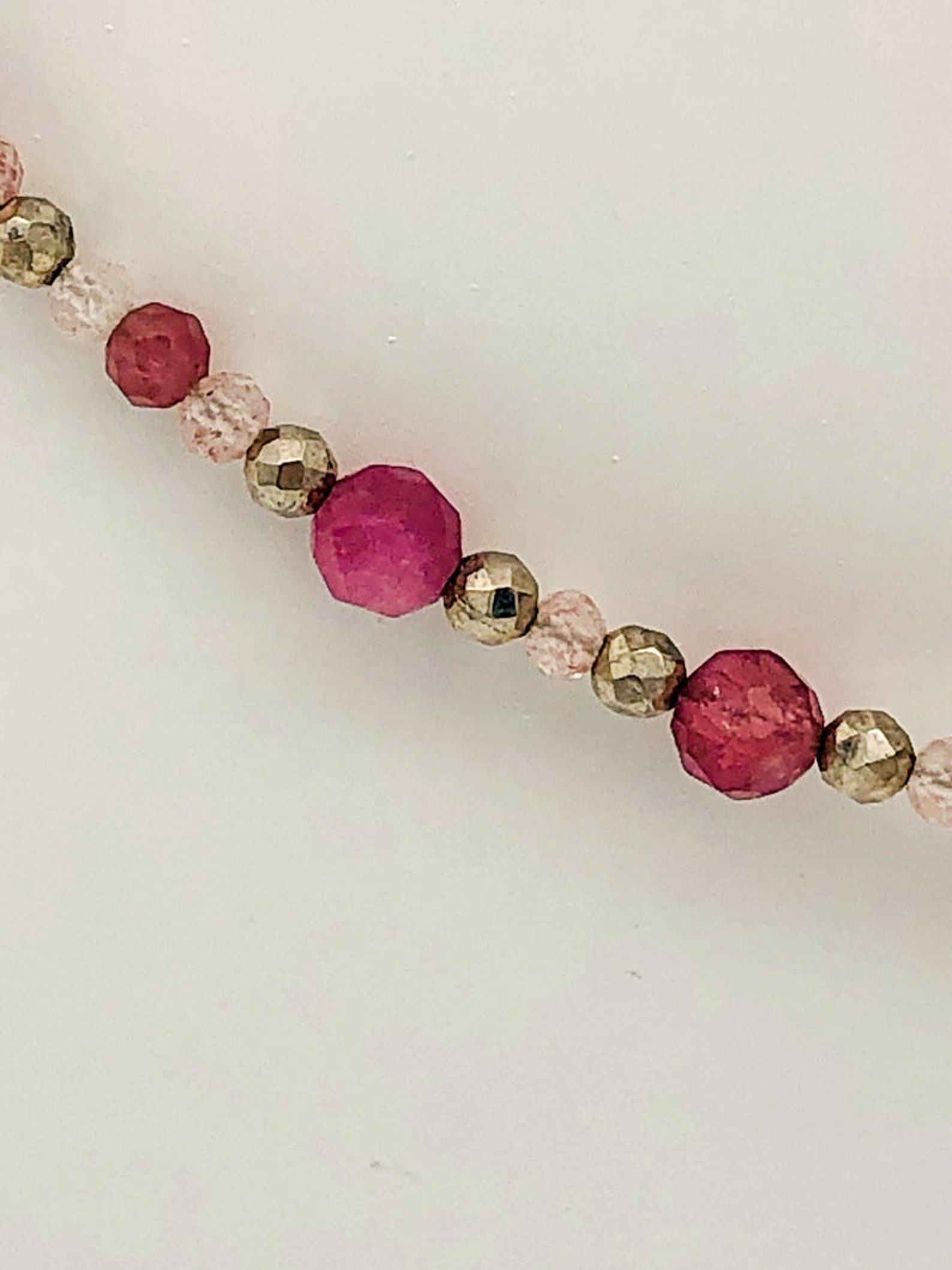 Natural Tourmaline and Strawberry Quartz and Pyrite Necklace - Etsy Canada
