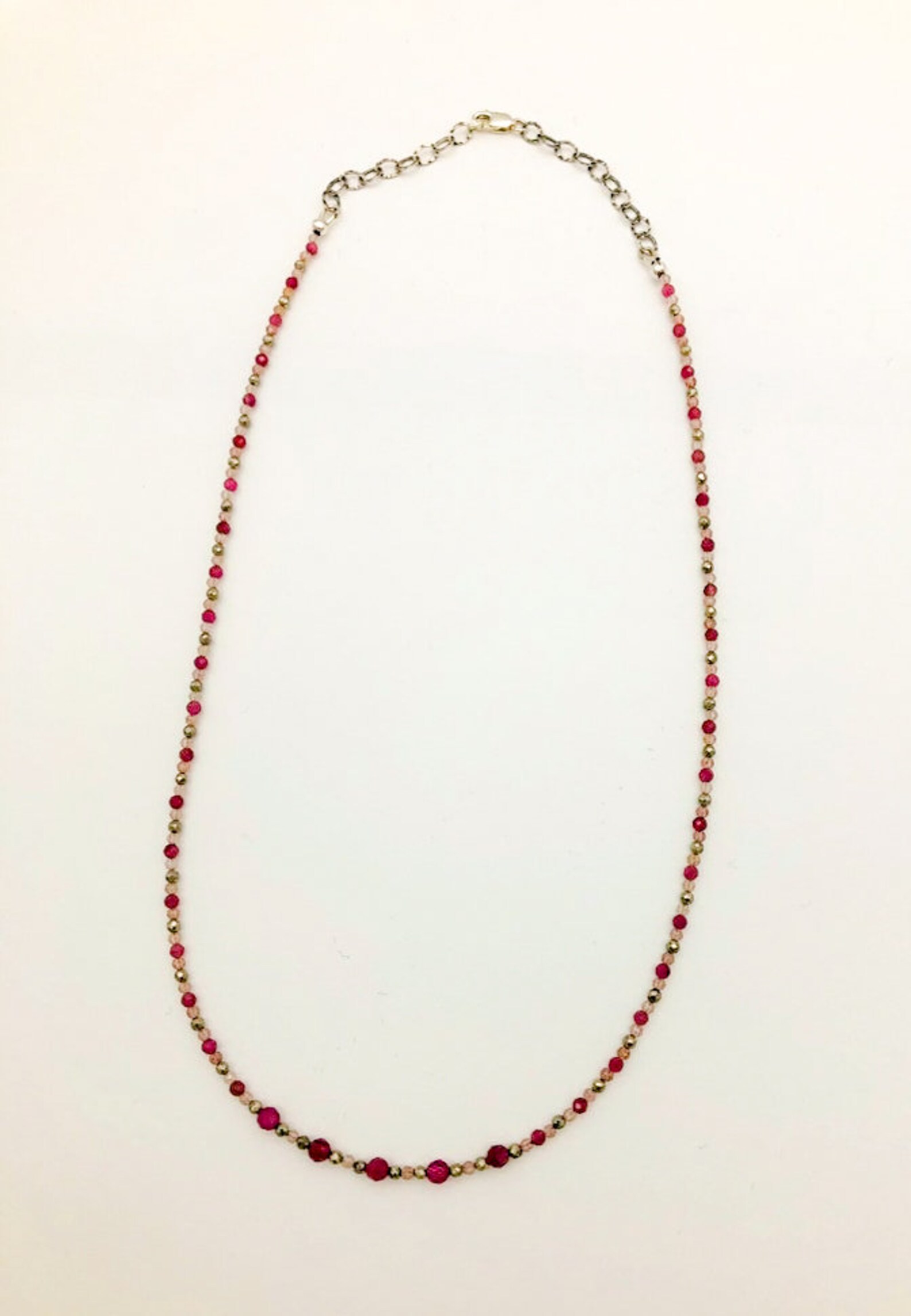 Natural Tourmaline and Strawberry Quartz and Pyrite Necklace ...