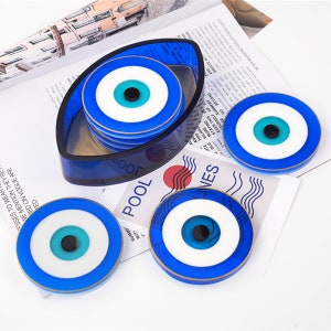 Evil Eye Coaster Mold-eye Coasters Resin Mold-round Coaster Silicone ...