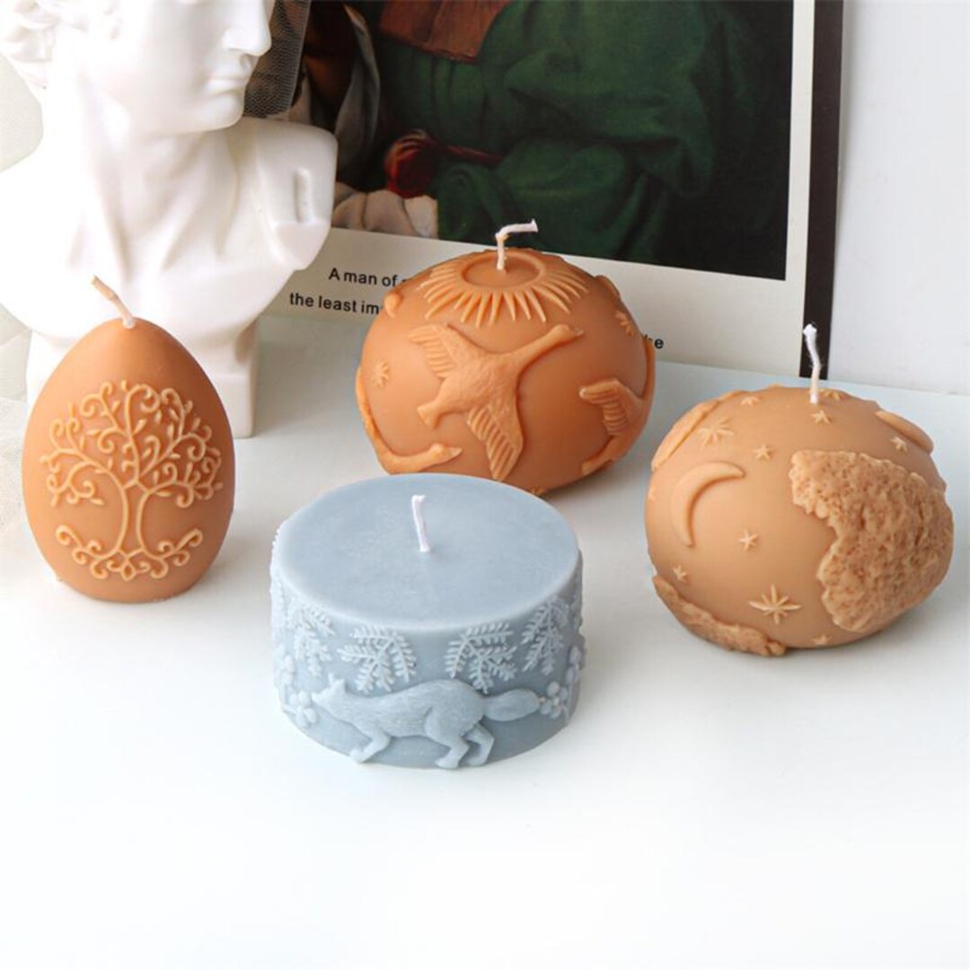 3D Egg Candle Silicone Mold-planet Earth Candle Mold-white Crane Fox ...