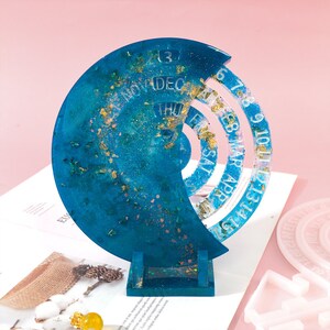 Moon Calendar Resin Silicone Mold-heart Shape Perpetual Calendar Mold ...
