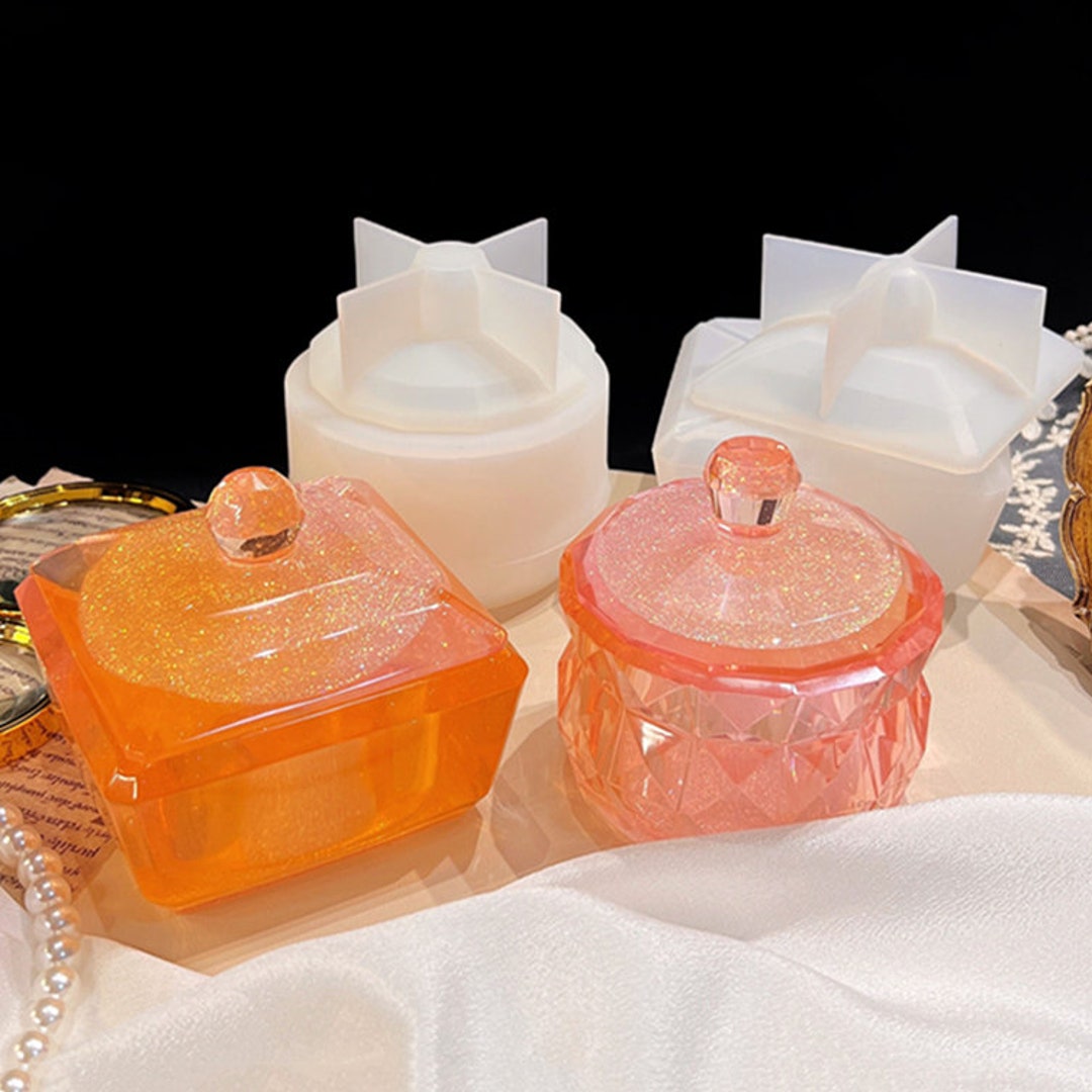 Geometric Jar Silicone Mold-round Square Storage Box Mold-candle Jar ...