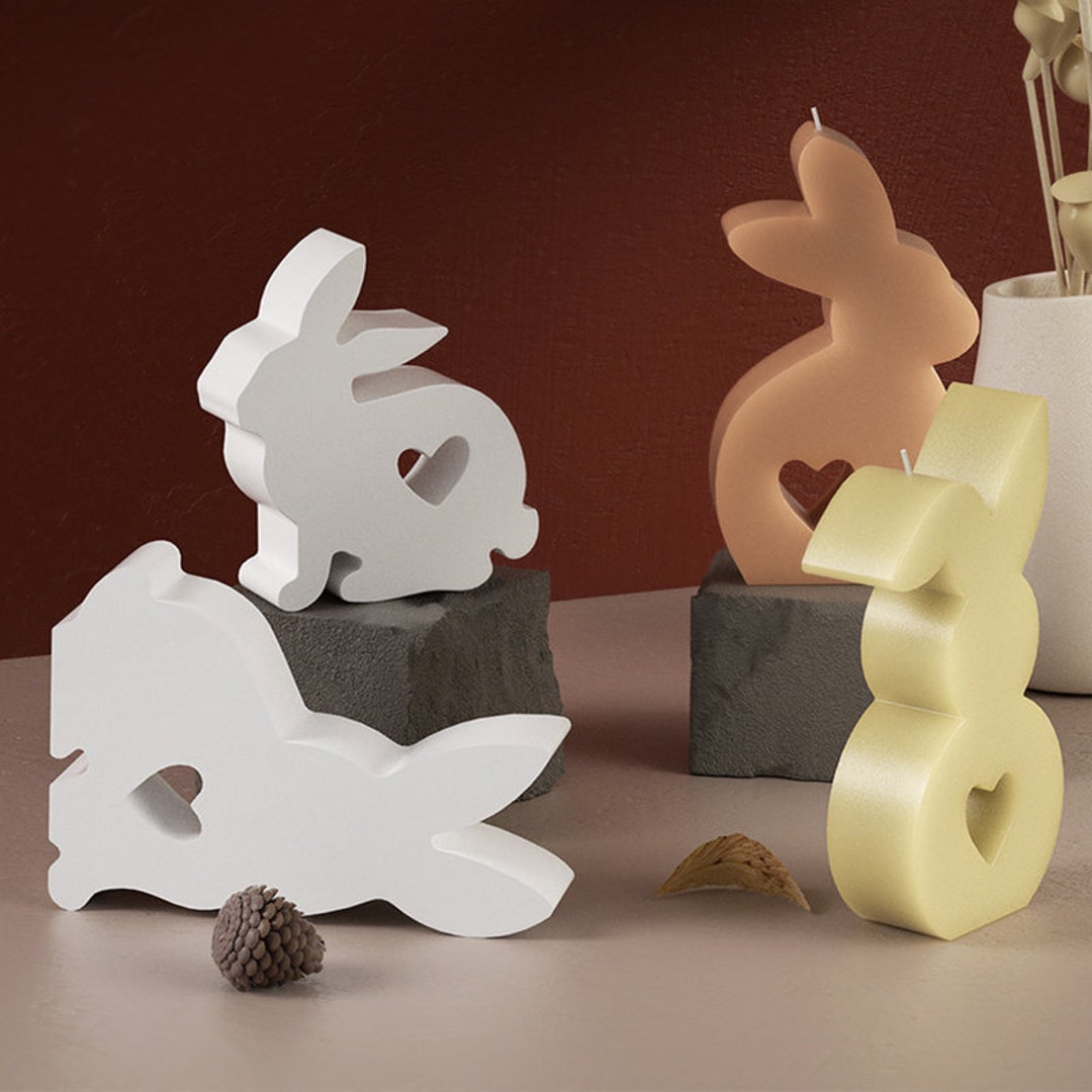 6 Styles Heart Rabbit Silicone Mold-easter Bunny Candle Mold-concrete ...