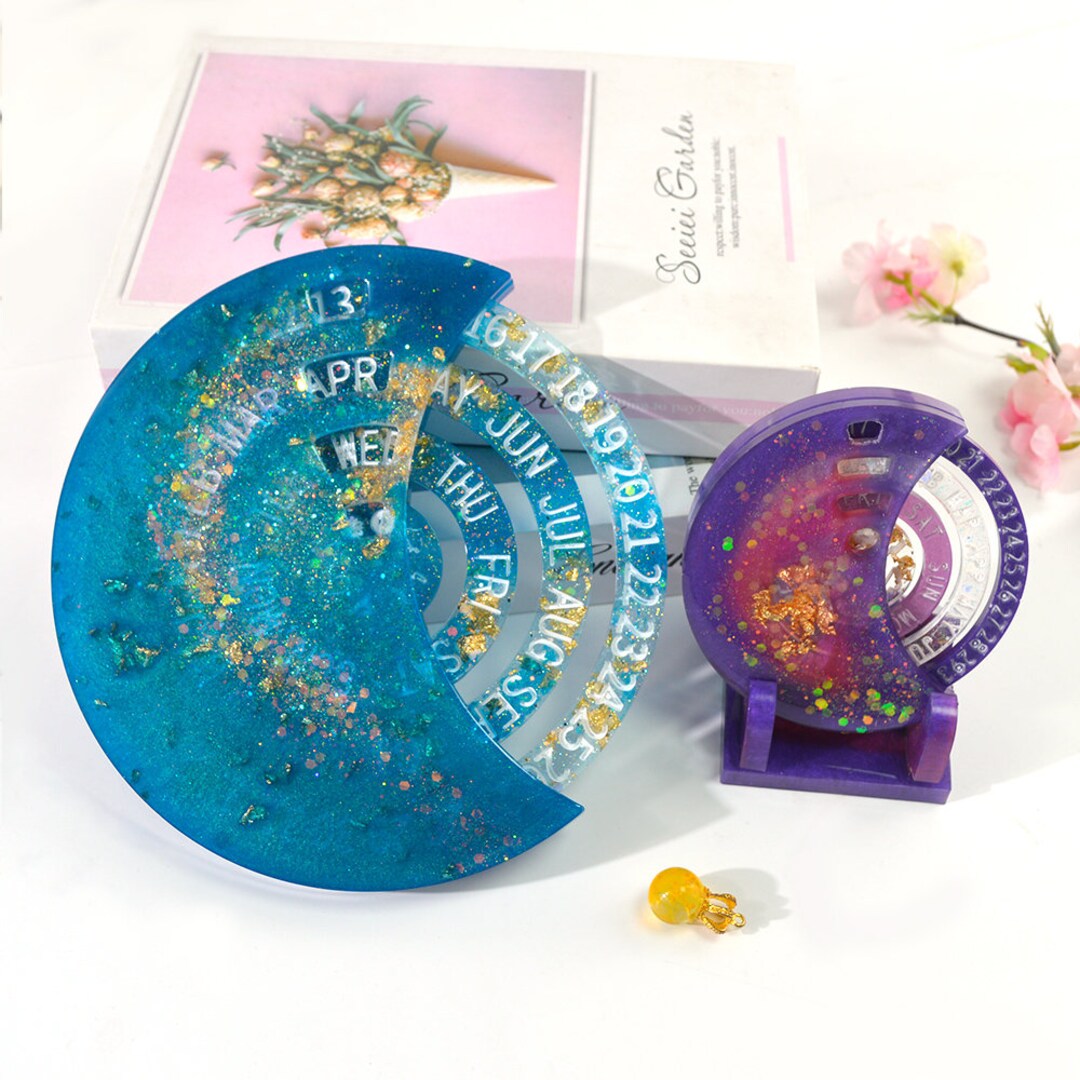 Moon Calendar Resin Silicone Mold-heart Shape Perpetual Calendar Mold ...
