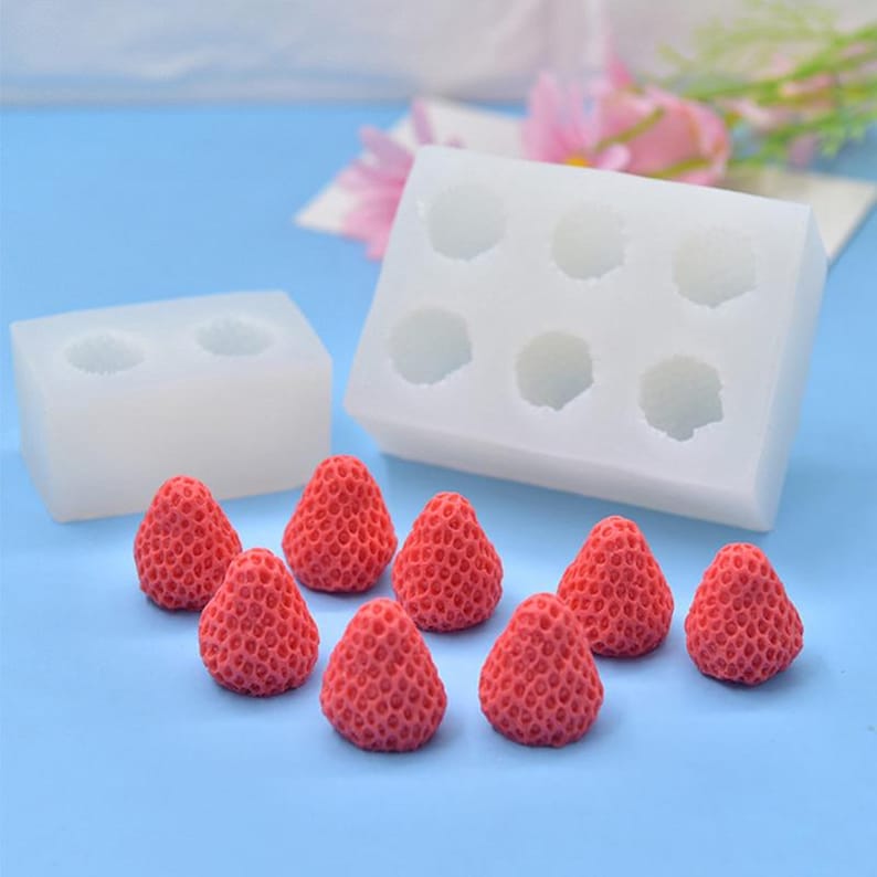 Strawberry Fondant Silicone Mold-cute Strawberry Candle Mold-fruit ...