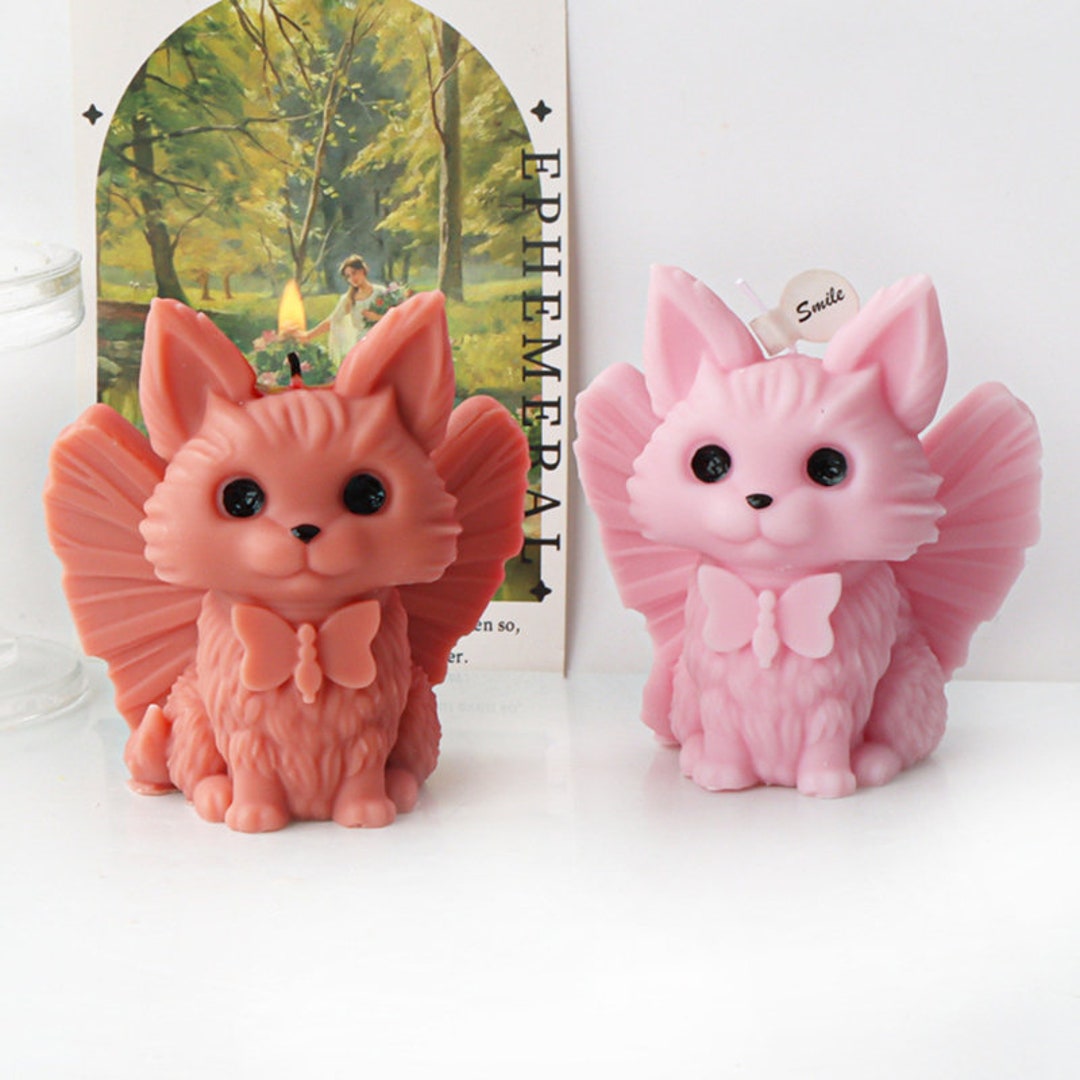 Flying Cat Silicone Mold-cat With Butterfly Candle Mold-cartoon Cat ...