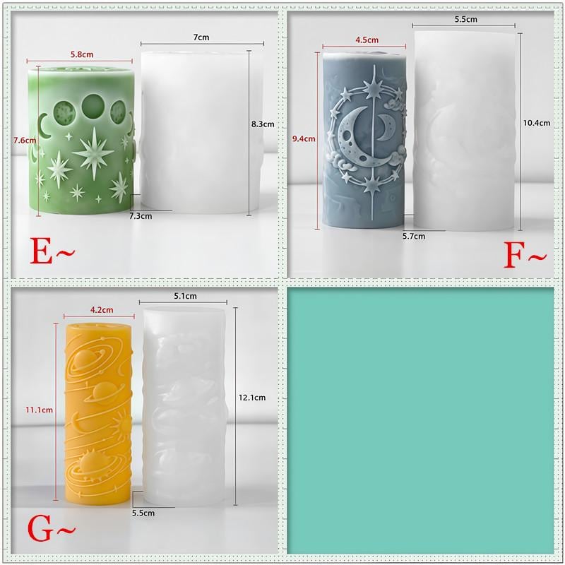 Planet Pillar Candle Silicone Mold-moon Phase Candle Mold-sun and Moon ...