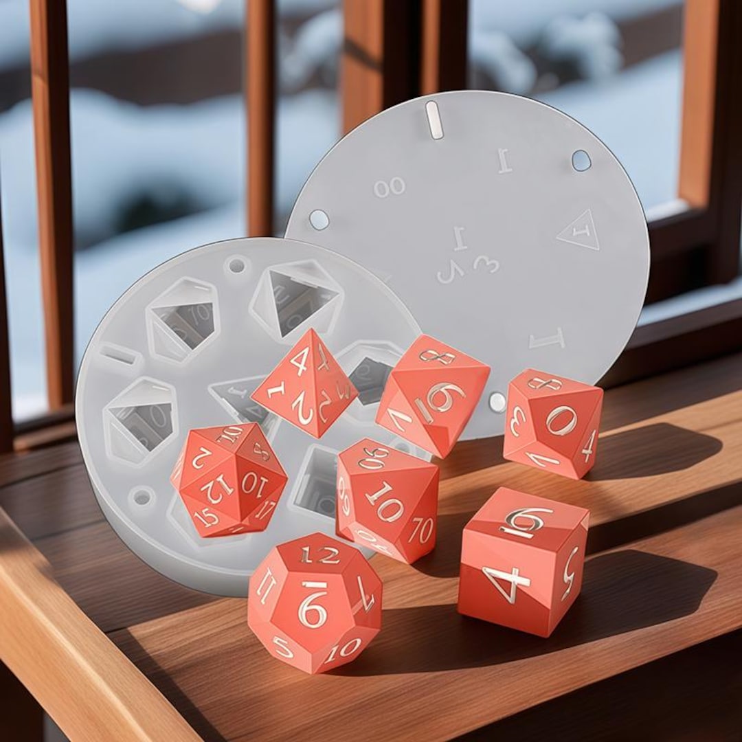 DND Dice Set Silicone Mold-dnd Dice Resin Mold-7 Sharp Edge Dice Mold ...