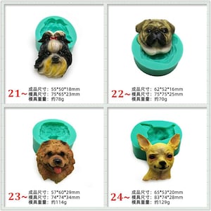 26 Styles Dog Silicone Mold-dog Head Resin Mold-pet Dog Keychain Mold ...