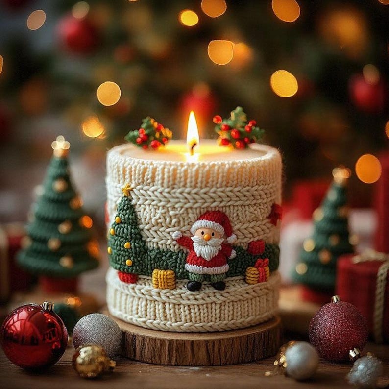 Knitted Christmas Candle Silicone Mold-santa Claus Candle Mold ...