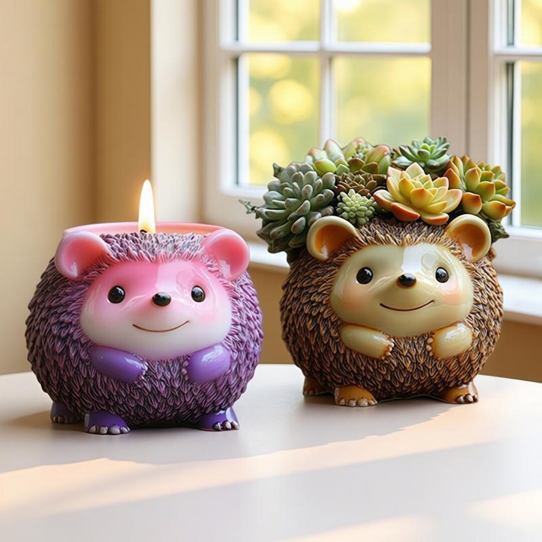 Hedgehog Flower Pot Silicone Mold-hedgehog Trinket Box Resin Mold ...