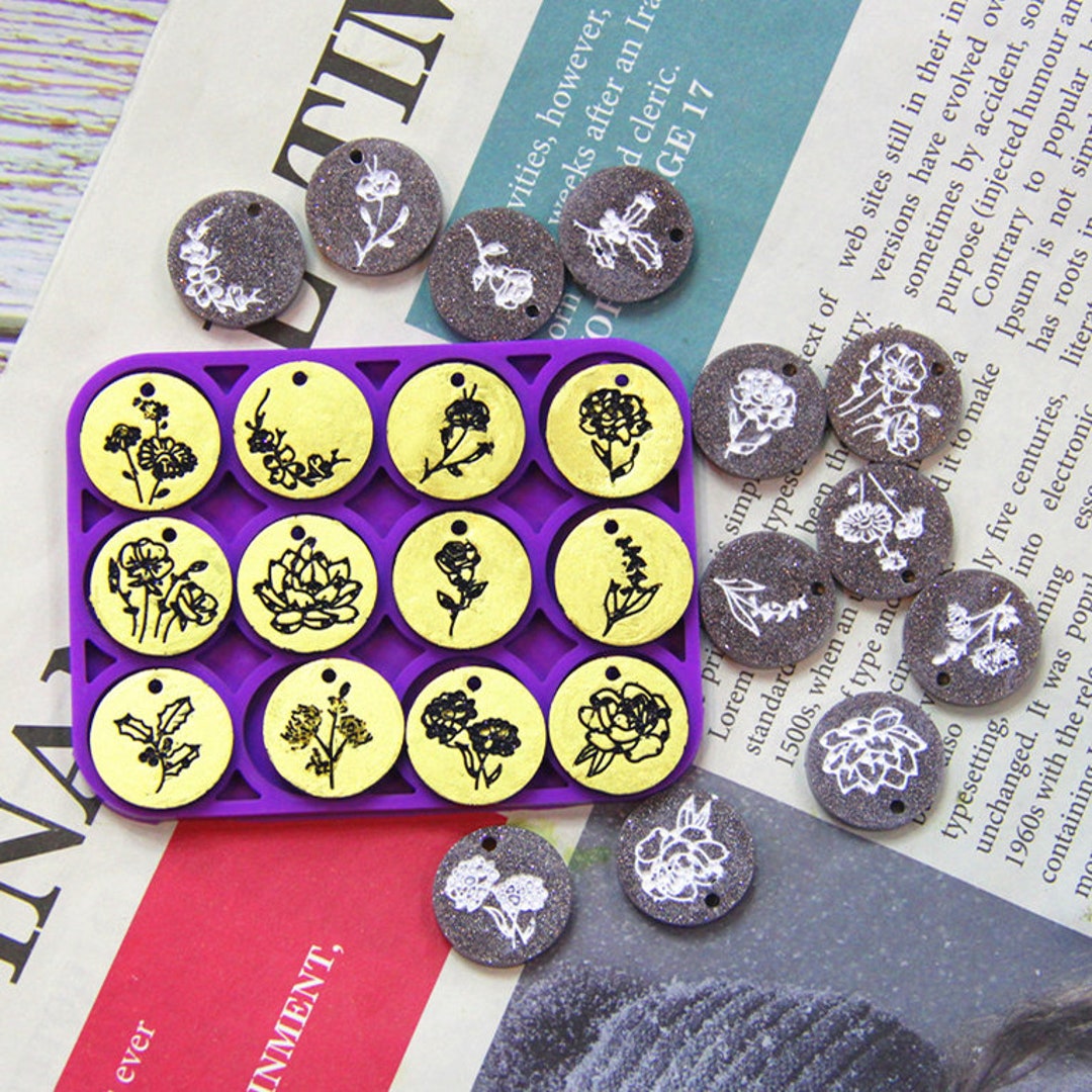 Round Flower Silicone Mold-birth Month Flower Resin Mold-flower ...