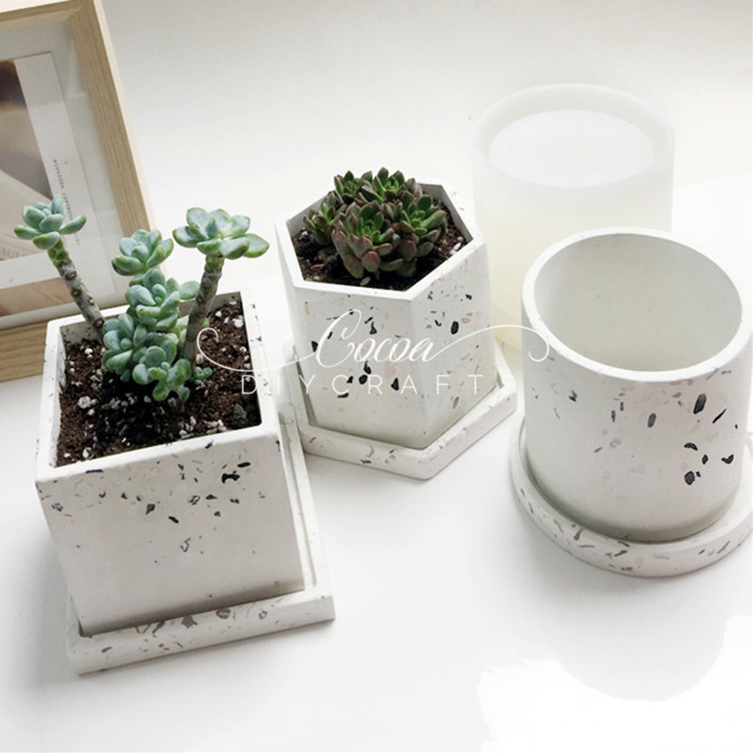 Concrete Flower Pot Silicone Mold-cement Plaster Planter Pot Mold ...