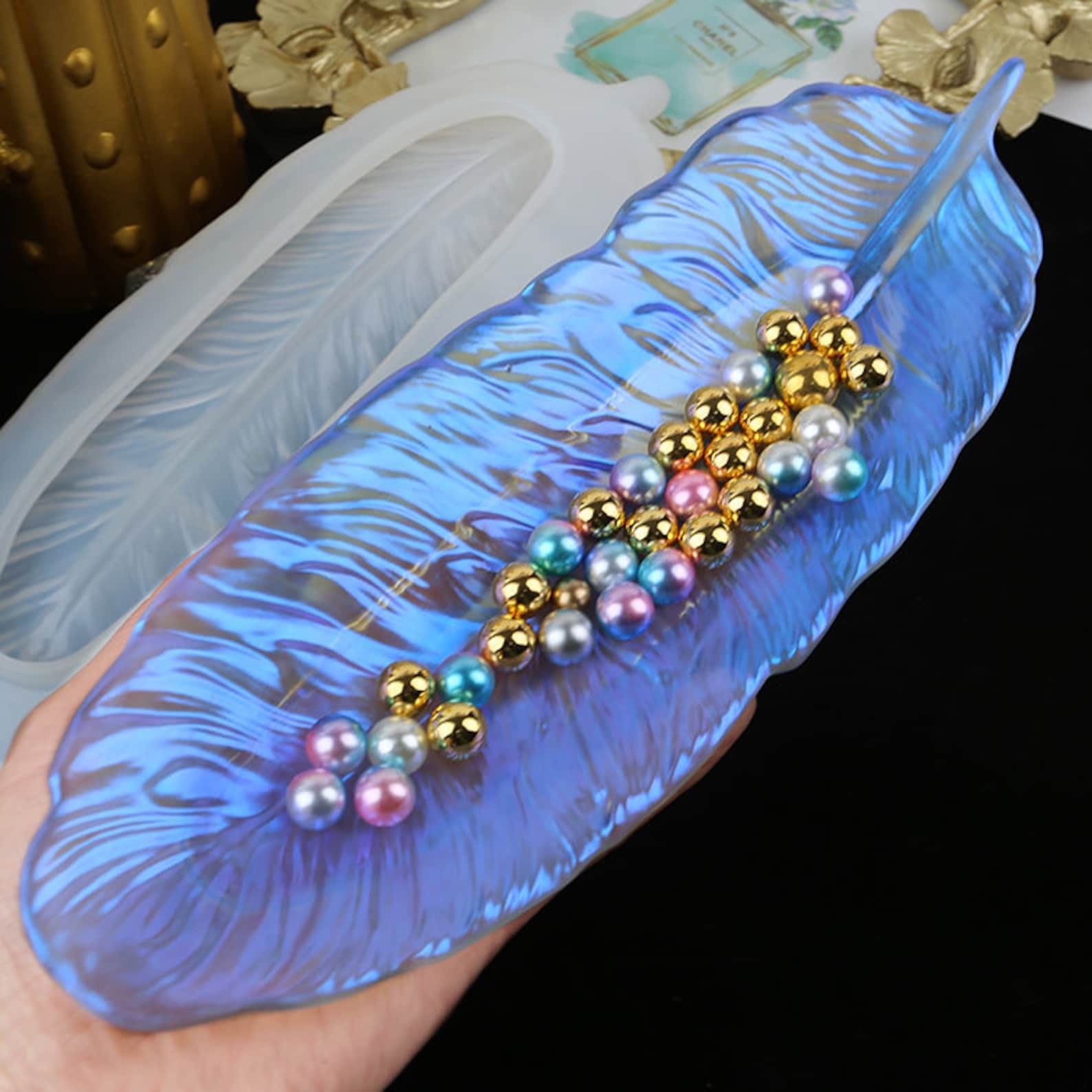 Large Feather Storage Tray Mold-feather Plate Resin - Etsy