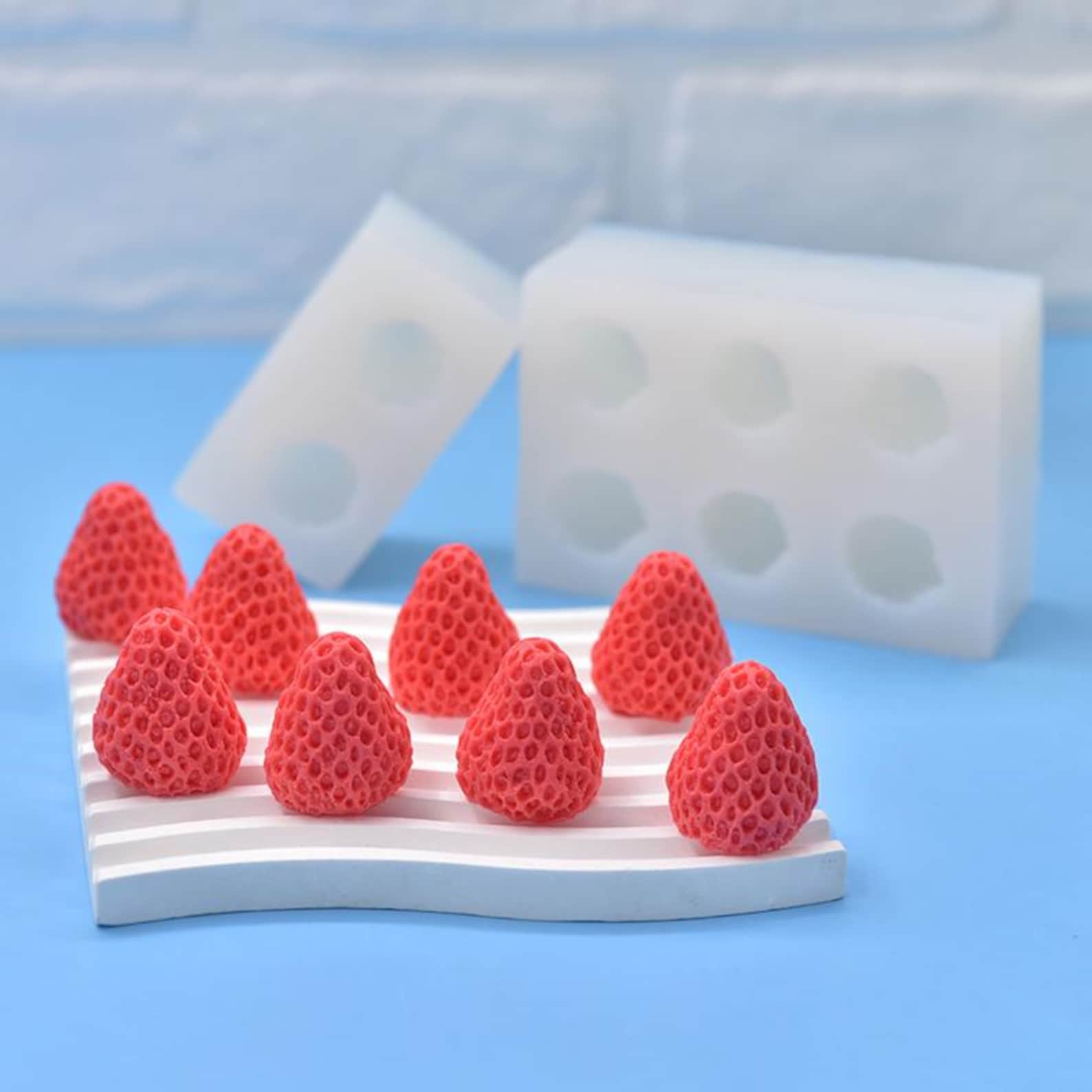 Strawberry Fondant Silicone Mold-cute Strawberry Candle Mold-fruit ...