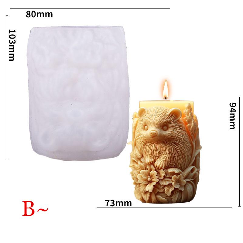 3D Hedgehog Candle Silicone Mold-hedgehog Pillar Candle Mold-flower ...