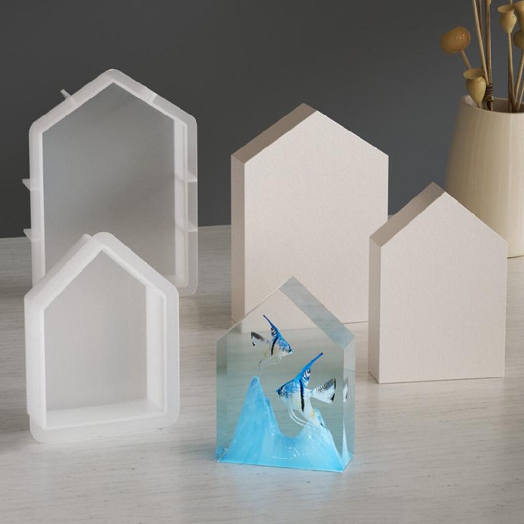 Simple House Silicone Mold-house Bookends Resin Mold-concrete Cement House Mold-christmas ...