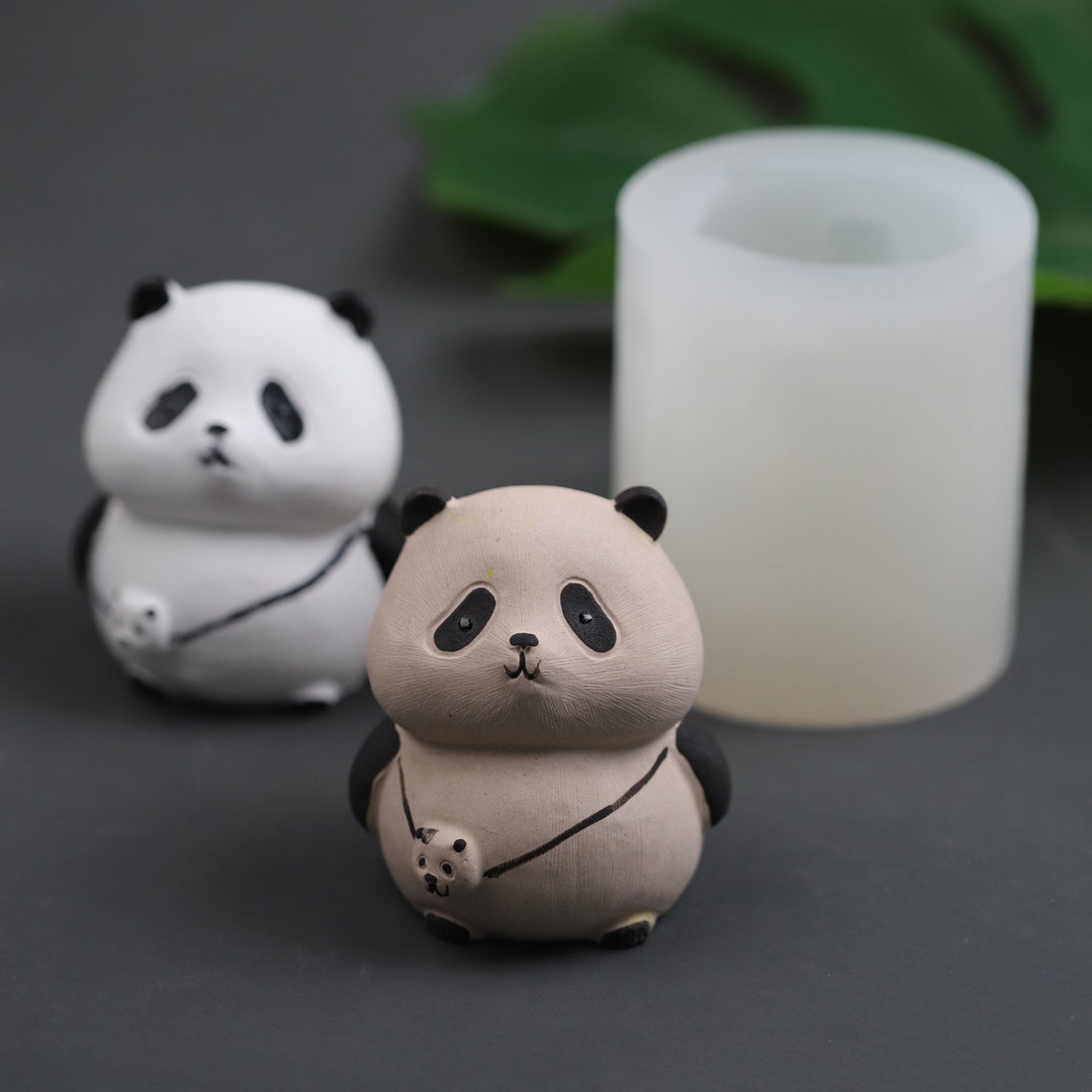 Cute Panda Candle Silicone Mold-cartoon Panda Candle Mold-handmade ...