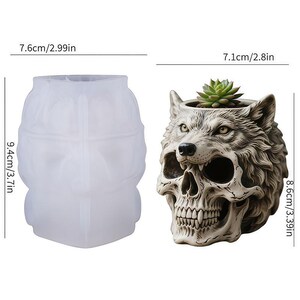 Skull Flower Pot Silicone Mold-wolf Head Trinket Box Resin Mold ...