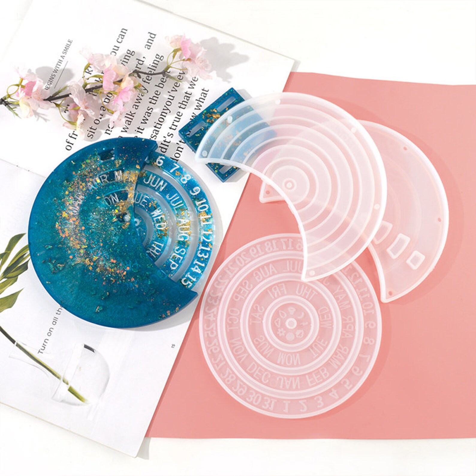 Moon Calendar Resin Silicone Mold-heart Shape Perpetual - Etsy