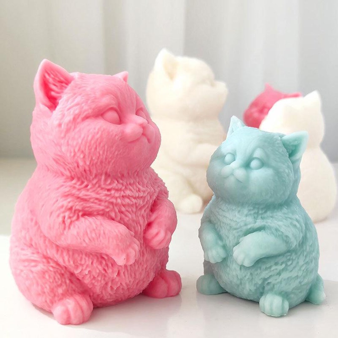 Big Fat Cat Silicone Mold-standing Cat Candle Mold-cute Animal Cat ...