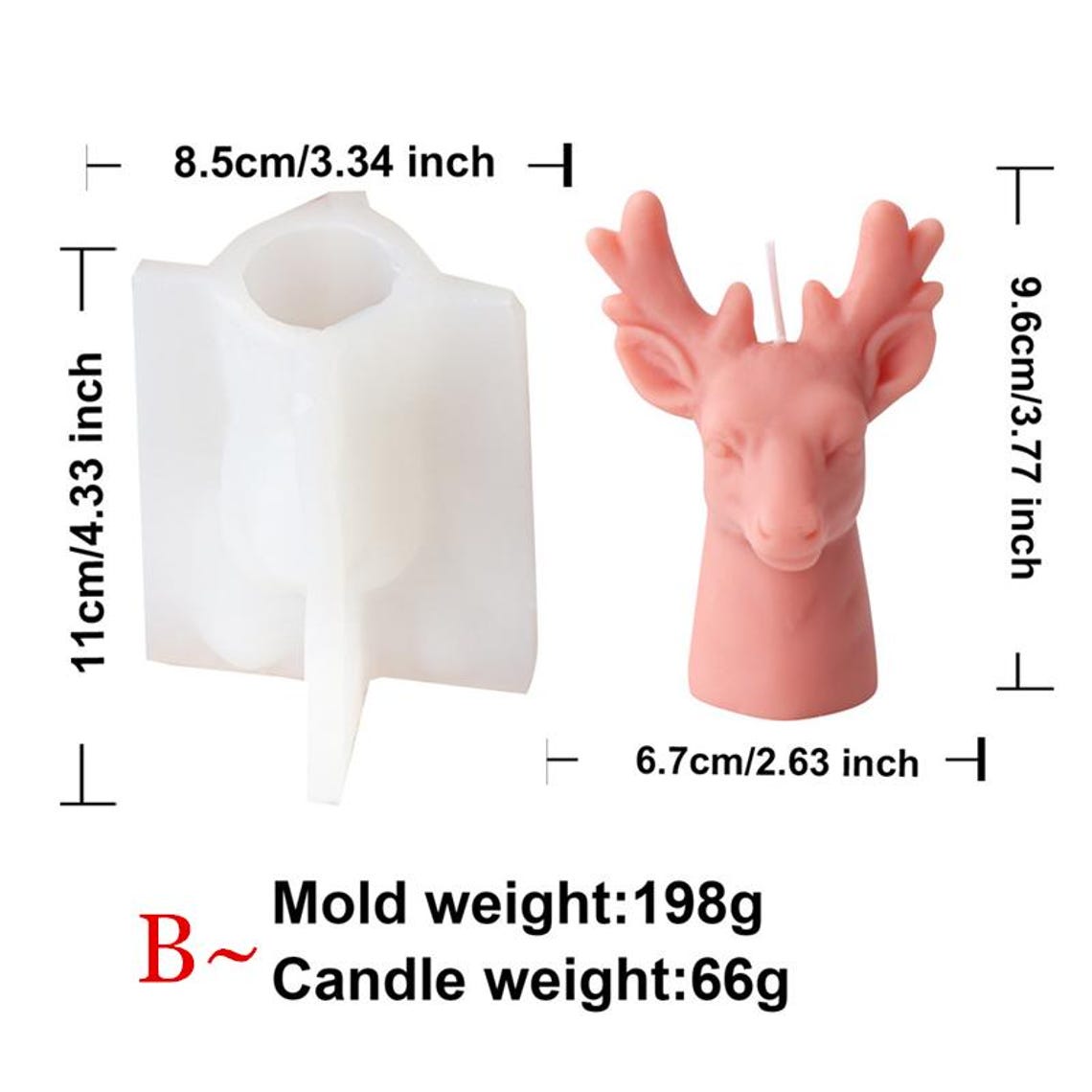 2 Styles Deer Head Silicone Mold-deer Head Candle Mold-christmas Deer ...